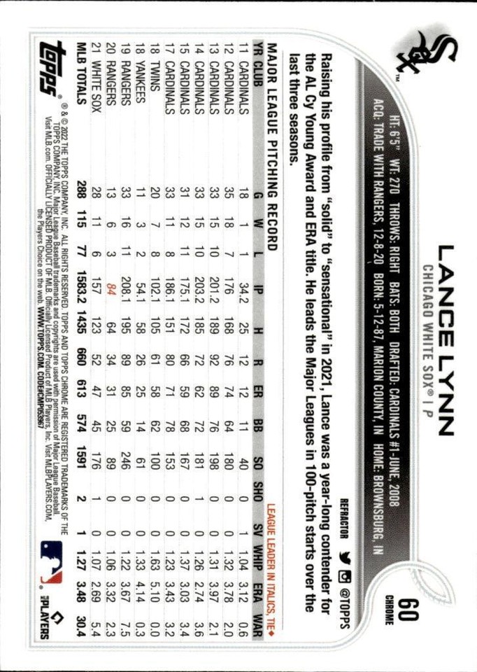 LANCE LYNN CARD #60 BUY ANY 2 ITEMS FOR 50% OFF B221R3S3P67 | eBay