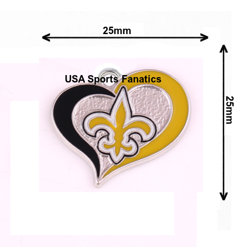 NFL - New Orleans Saints Heart Swirl Logo Pendant Necklace On A 925 ...