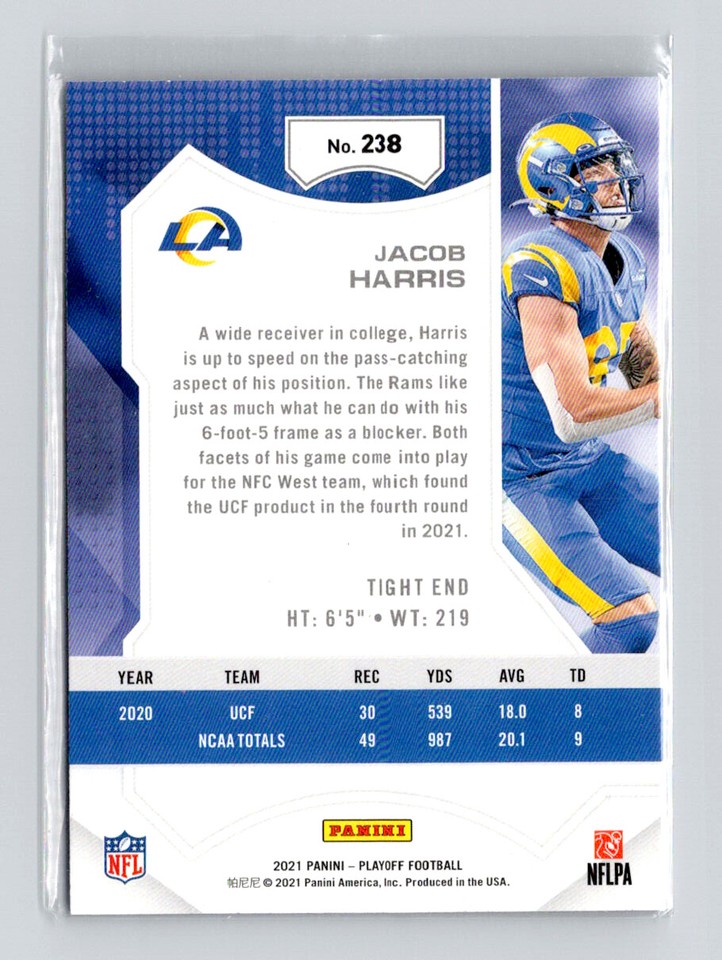 2021 Panini Playoff Kickoff #238 Jacob Harris Los Angeles Rams Rookie ...
