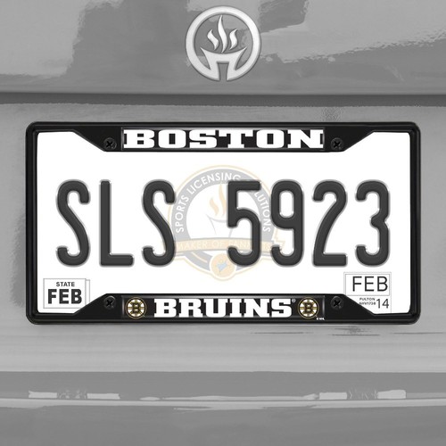 NHL - Boston Bruins Metal License Plate Frame Black Finish 681620015317 ...