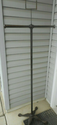 Antique JAPANNED Finish T Bar Clothing Display Rack with Cast Iron Base ...