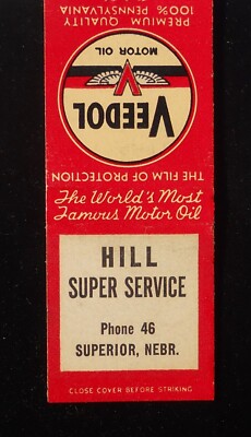 1940s GAS Hill Super Service Veedol Motor Oil Phone 46 Superior NE ...
