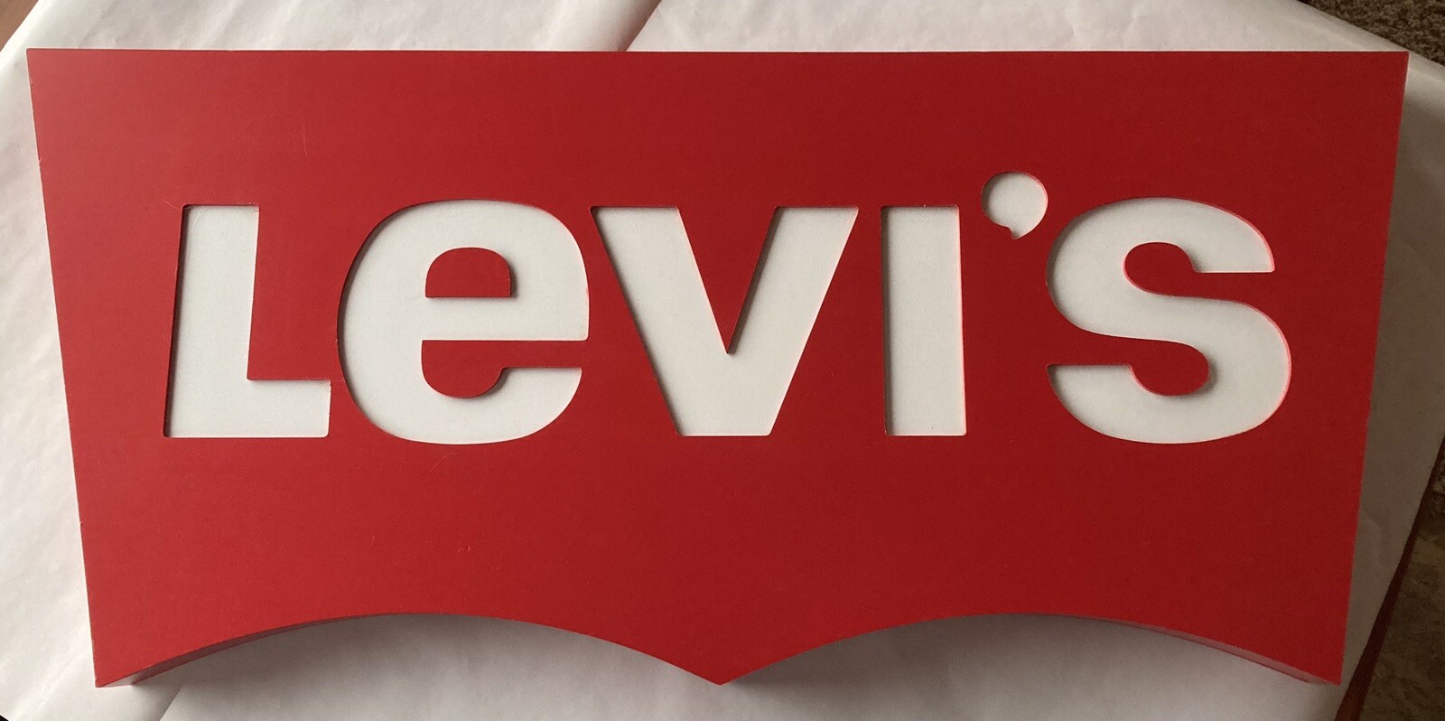 Vintage Rare Levi’s Jeans Retail Store Batwing Sign 30-1/2" x 13-3/4" x ...