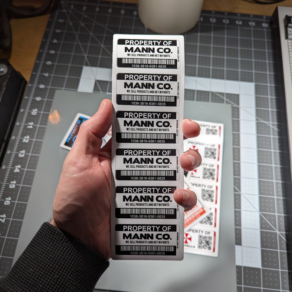 TF2 Mann Co. Asset Tags (Vinyl Decal Sticker, Car laptop window tumbler ...