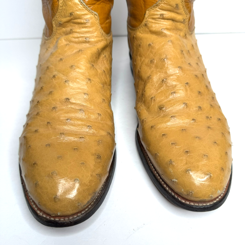 Justin Roper Ostrich Boots Men's 10.5D Brown Leather Hand Crafted USA ...