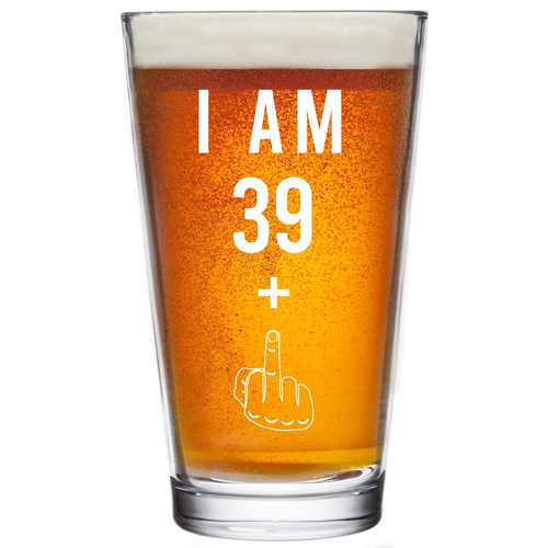 39 + One Middle Finger 40Th Birthday Gifts for Men Women Beer Glass ...