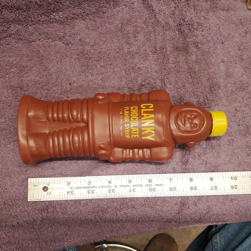 Vintage CLANKY CHOCOLATE FLAVOR SYRUP Bottle SPACEMAN 1960s Advertising ...