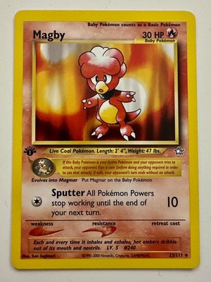 Magby 1st Edition Neo Genesis 23/111 - Pokémon Card - Mint Condition ...