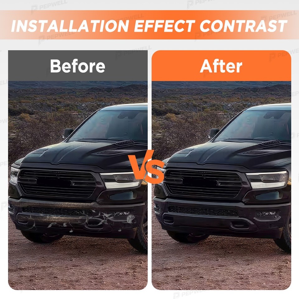 Replacement Front Bumper Face Bar for 2019-2024 Dodge Ram 1500 w Fog ...