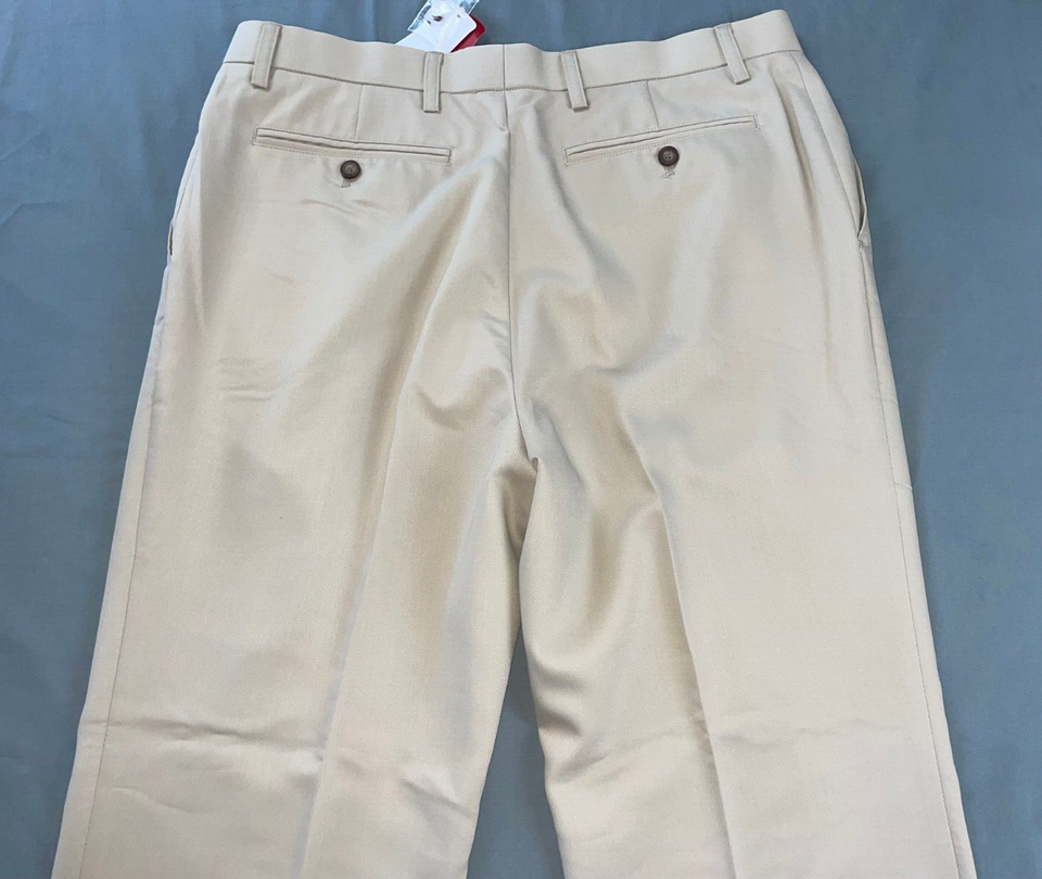 Cutter & Buck Double Pleat Microfiber Dress Pants, Slacks. Beige, 34X32 ...