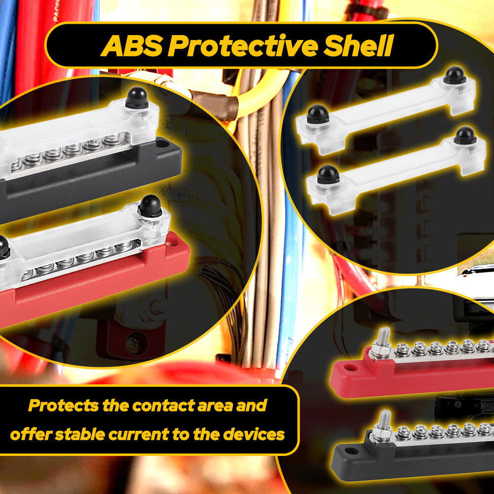 2x 12 Terminal Block Bus Bar & Cover 12V Distribution Bus Bar Auto Boat ...