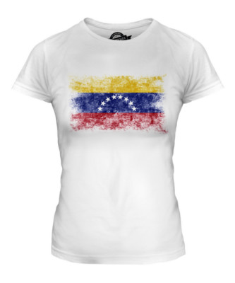 VENEZUELA DISTRESSED FLAG LADIES T-SHIRT TOP VENEZUELAN SHIRT FOOTBALL ...