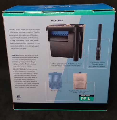 Top Fin Silentstream 3 Stage Power Filter PF 40 30-40 Gallon Aquarium ...
