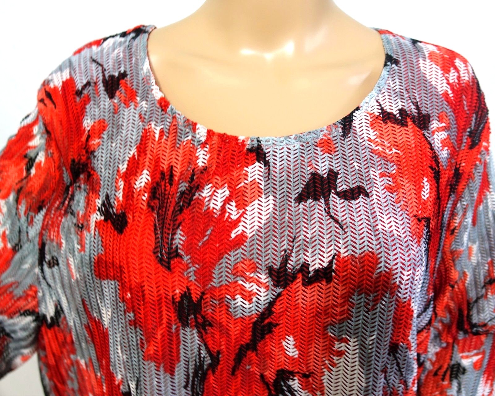Southern Lady Women Plus Size 1x 2x 3x Red Floral Lined Mesh Tunic Top ...