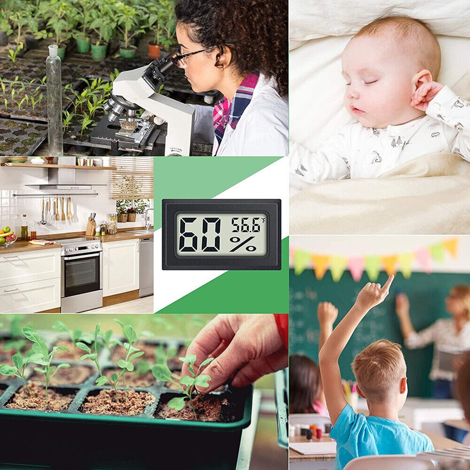 Digital LCD Indoor Outdoor Thermometer Hygrometer Temperature Humidity ...