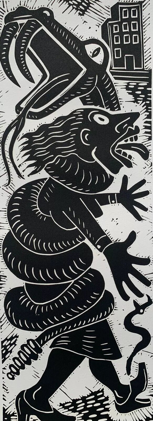 New York Texas Artist & Printmaker Richard Basil Mock Signed Linocut ...