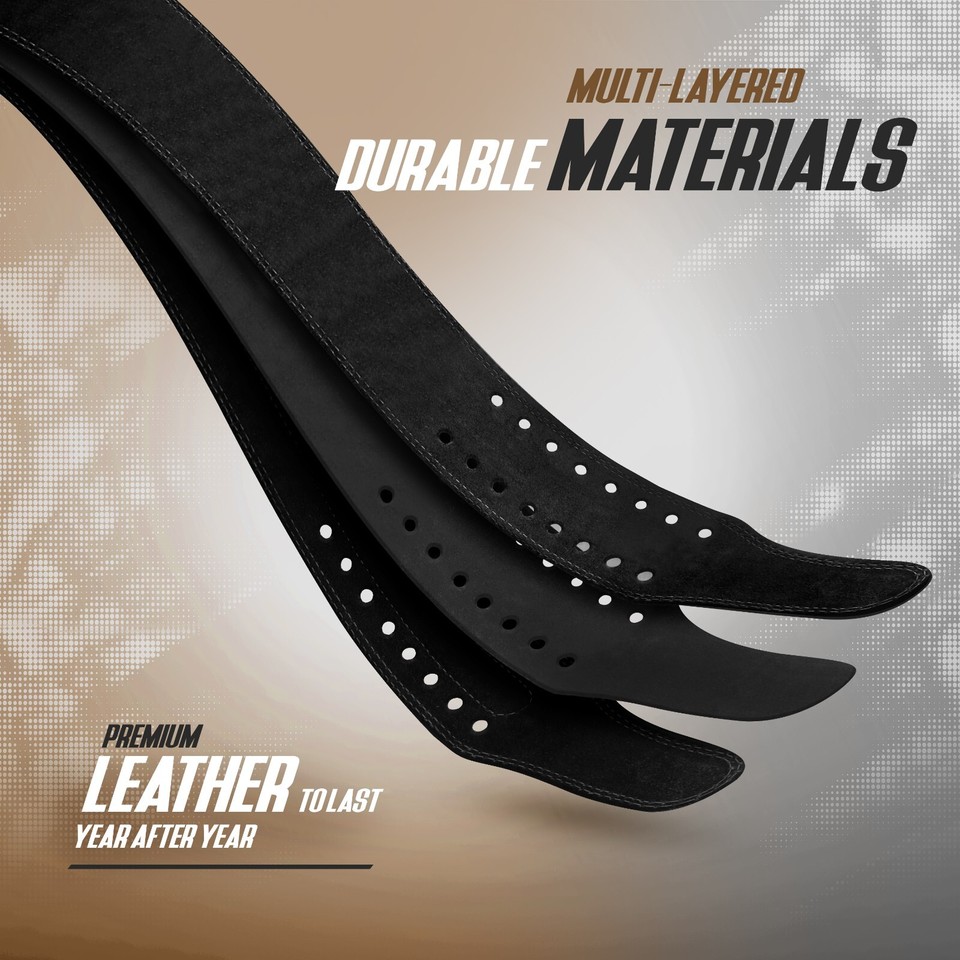 DXM SPORTS Leather Weight Lifting Belts 4" Back Support Bodybuilding ...