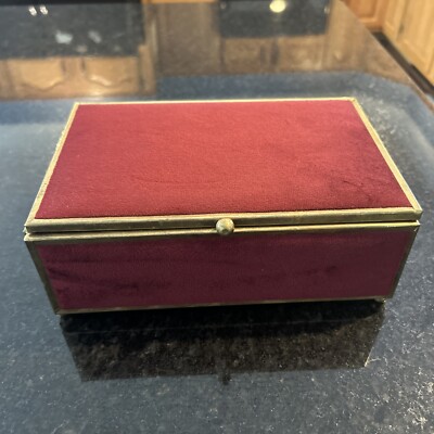 Vintage Fabric Jewelry Box, Brass Framed | eBay