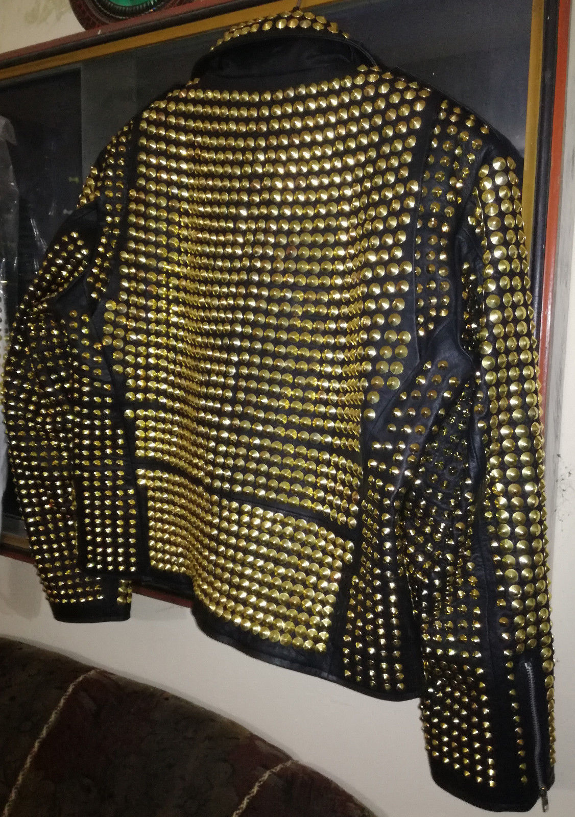 New Woman Fashion Golden Full Studded Leather Jackets, Women studded ...
