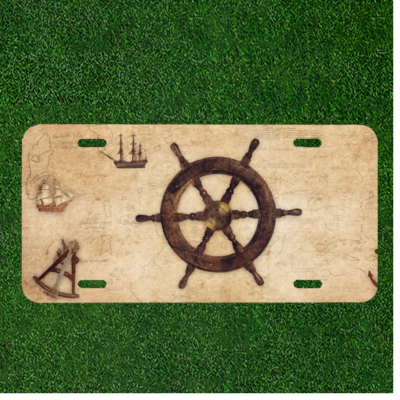 Custom Personalized License Plate Auto Tag With Captains Pirate Ship ...