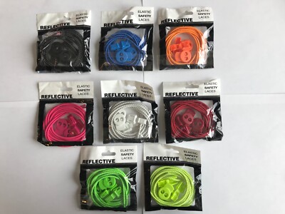 🎁New Reflective Bungee Shoe Laces Elastic Running Sport Lock Stocking ...