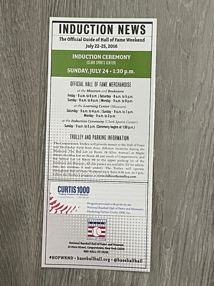 2016 BASEBALL HALL OF FAME INDUCTION GUIDE - KEN GRIFFEY JR AND MIKE ...