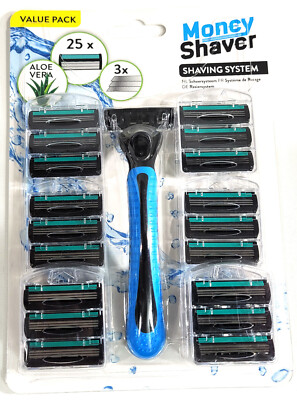 Money Shaver Shaving System 25 Cartridges/ 1 Handle (3 Blades) | eBay