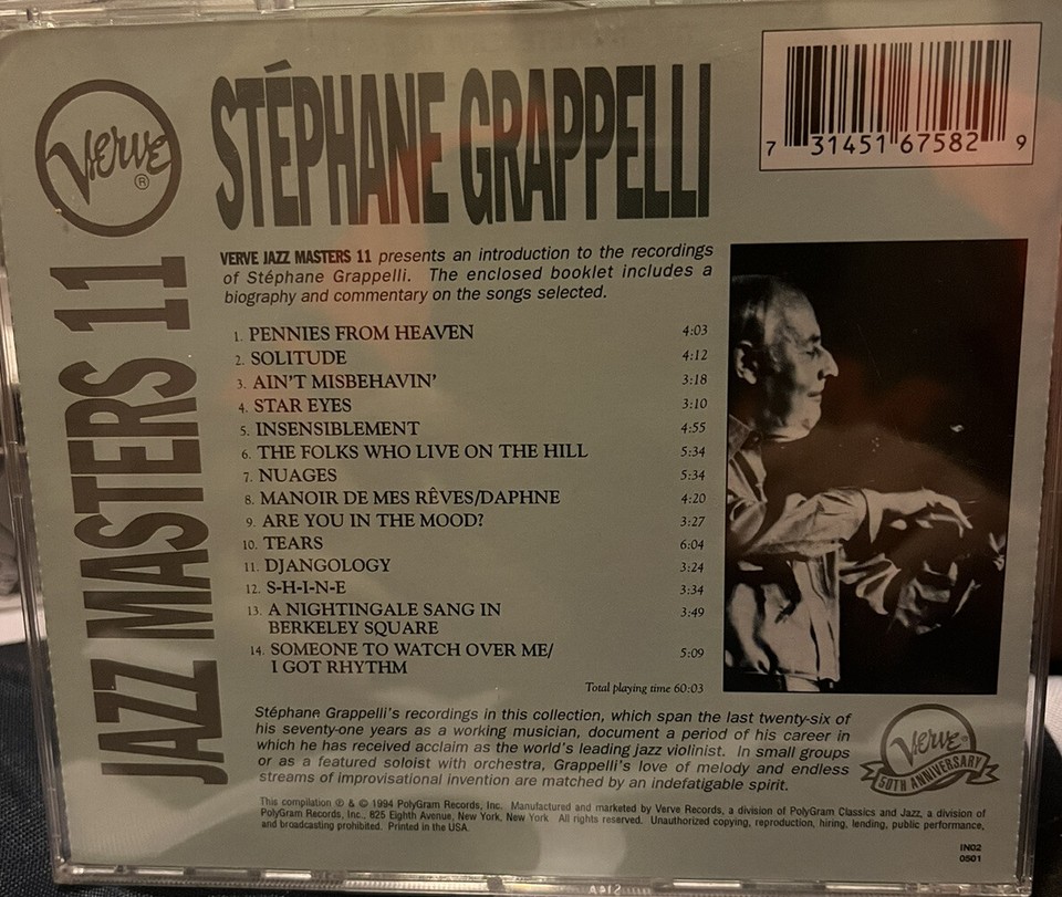 Verve Jazz Masters 11 by Stéphane Grappelli CD 1994 Verve 731451675829 ...