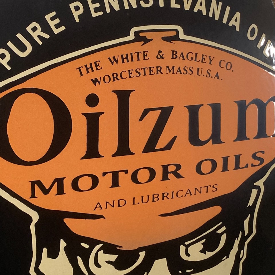 Oilzum Enamel Sign - Ø 50cm (19.7") - Rare Nostalgic Porcelain Motor ...