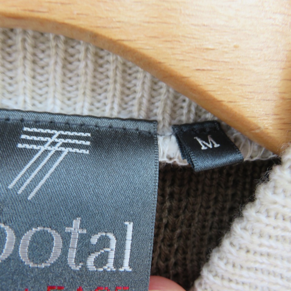 Tootal Man at Ease Zip Up Fair Isle Knit Cardigan Brown Cream Mens M ...