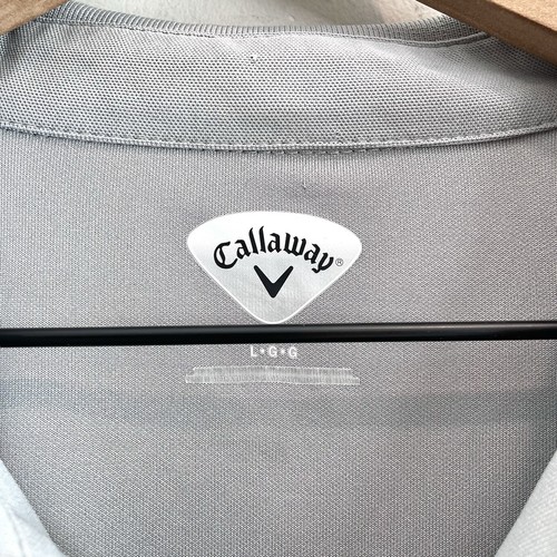 CALLAWAY Men’s L Short Sleeve Striped Logo Detail Golf Polo Light Gray ...