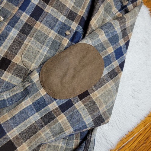 Pendleton Elbow Patch Wool Trail Shirt Men's XL Button Up Long Sleeve ...