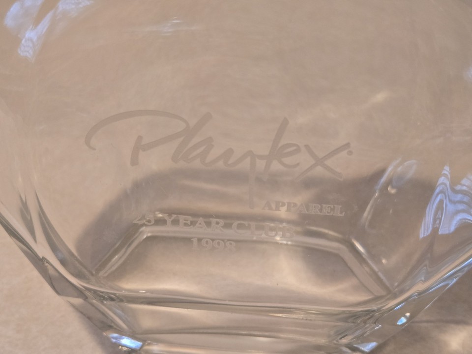 Super Rare 1998 Vintage Playtex Apparel 25 Year Club Glass Decanter 9 ...