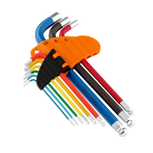 Wrightfits Allen Key Set 9 Pc Color Coded Metric 1.5 - 10mm Ball End ...