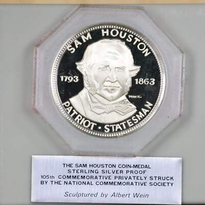 National Comm. Society - Sam Houston Coin-Medal Sterling Silver Proof ...