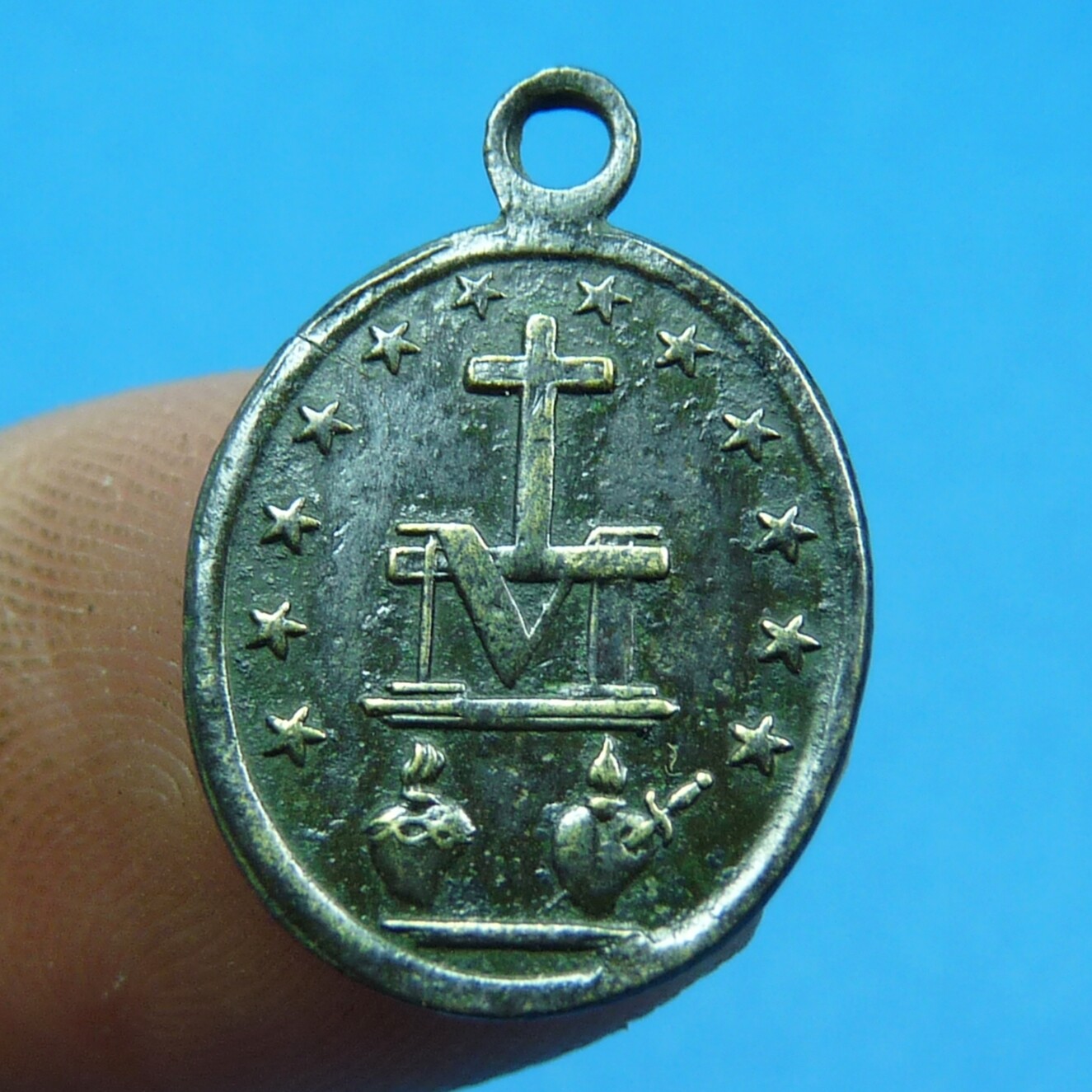 IMMACULATE CONCEPTION & MARIAN MONOGRAM HEARTS OLD RELIGIOUS MEDAL ...