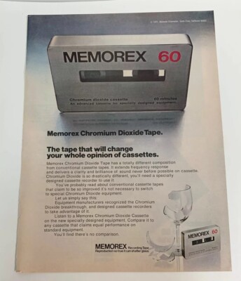 1972 MEMOREX 60 Cassette Tape Chromium Dioxide Print Ad | eBay