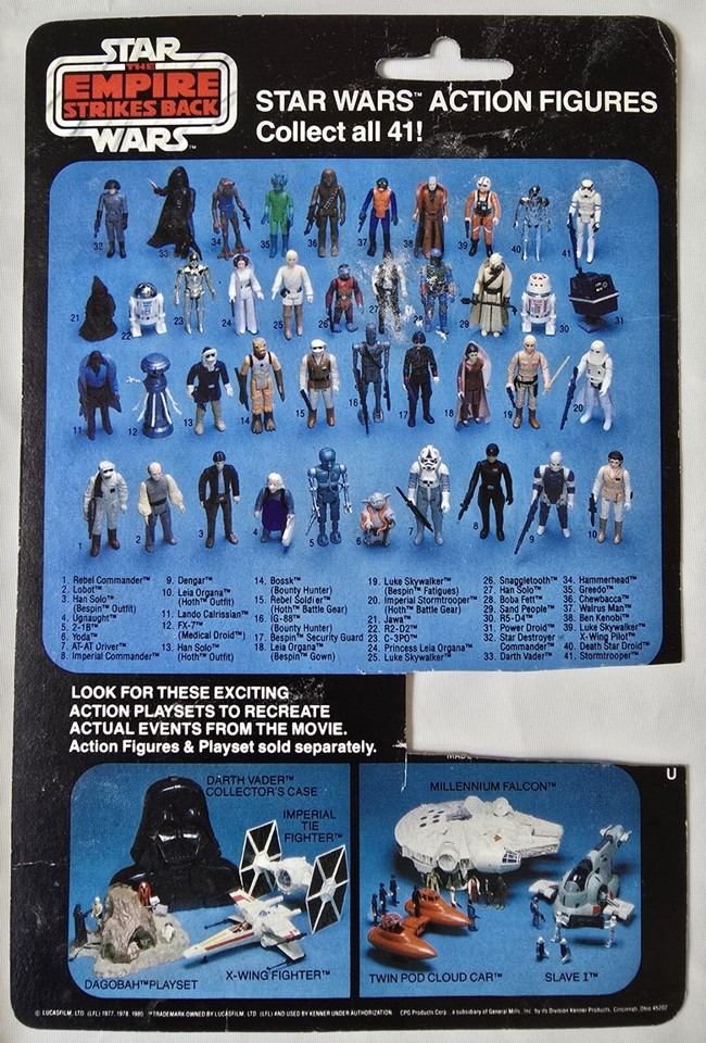 1980 vintage star wars FX=7 DROID action figure card back ESB #39730 A# ...