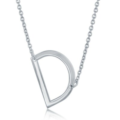 Sterling Silver Sideways D Initial Necklace | eBay