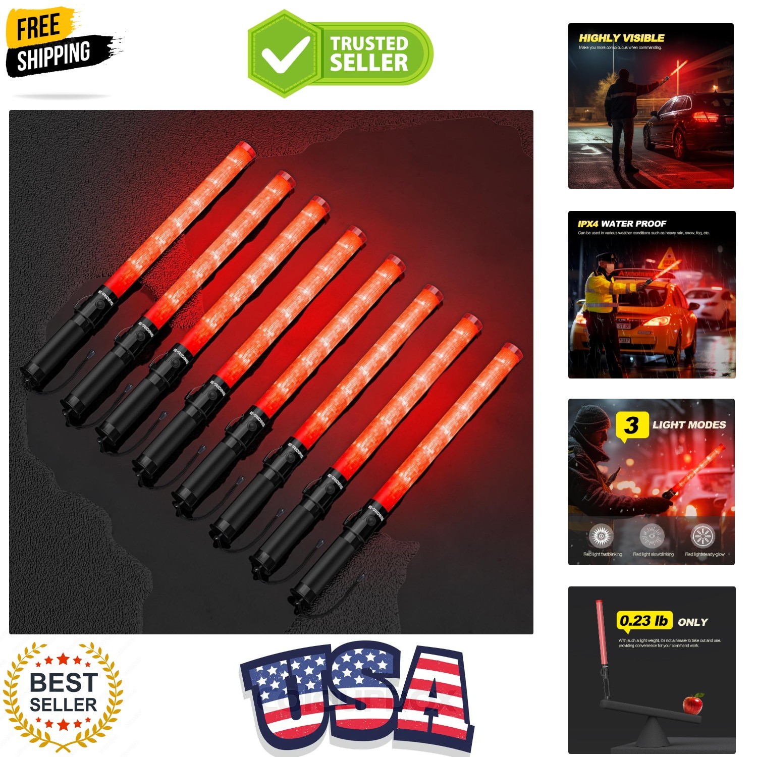 8 Pack 21-inch Safety Air Traffic Control Wand, Signal Traffic Safety ...