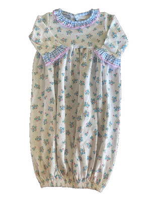 Magnolia Baby Blue Floral Long Sleeve Sack. Preemie Pima Cotton New w ...