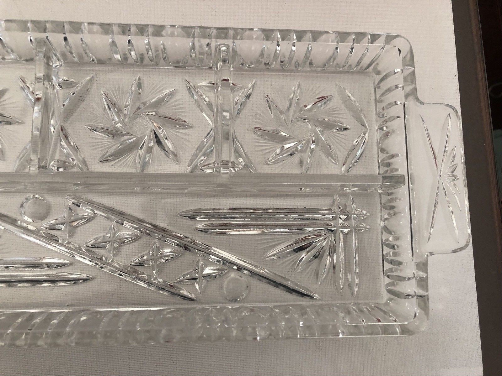 Bohemia Crystal Pinwheel Rectangular 13-3/4” Divided Serving Dish/Tray ...