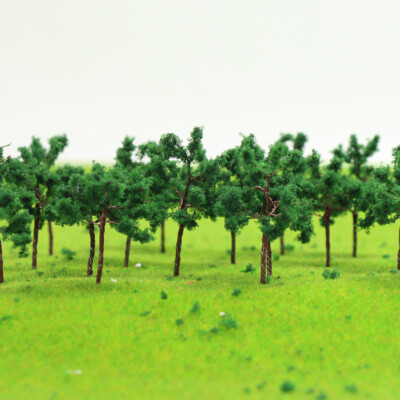 D3517 100pcs N Scale 1:160 Deep Green Model Trees 35mm Iron Wire ...