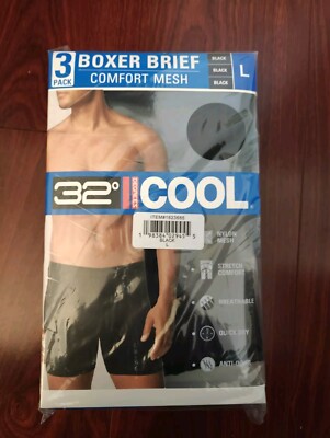 32 Degrees COOL Men's 3PK Comfort Mesh Boxer Briefs LARGE 36-38 Waist ...