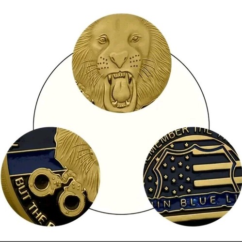 Fathers Day Police Officer Support Coin Thin Blue Line Lion USA ...