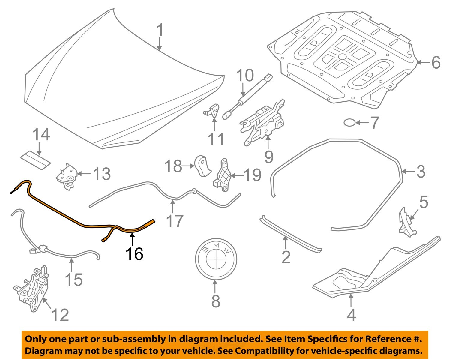OEM 2011 BMW 528i Hood Release Cable #51237183773 for sale online | eBay