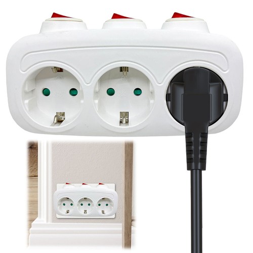 Power Converter Socket with 3 Individual Switches Wall Socket for Home ...