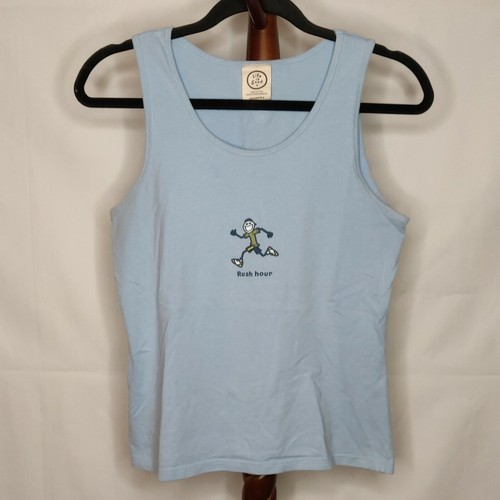 Life Is Good women's size S tank top light blue "Rush Hour" logo scoop ...
