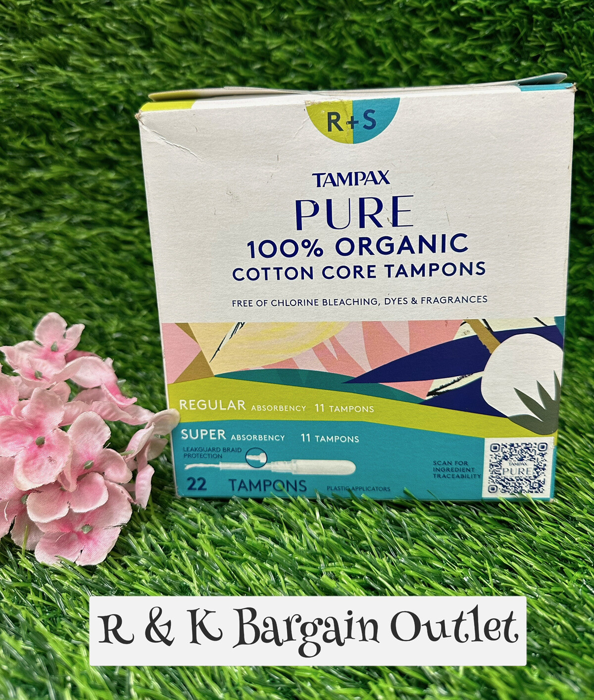 TAMPAX Pure Tampons Reg/Sup Absorbency Unscented 22 Count Open Box But ...