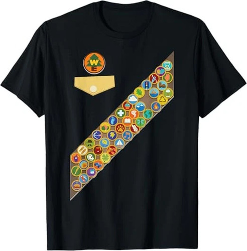 Disney Pixar Up Russell Badges Chest Patch Halloween T-Shirt Black | eBay